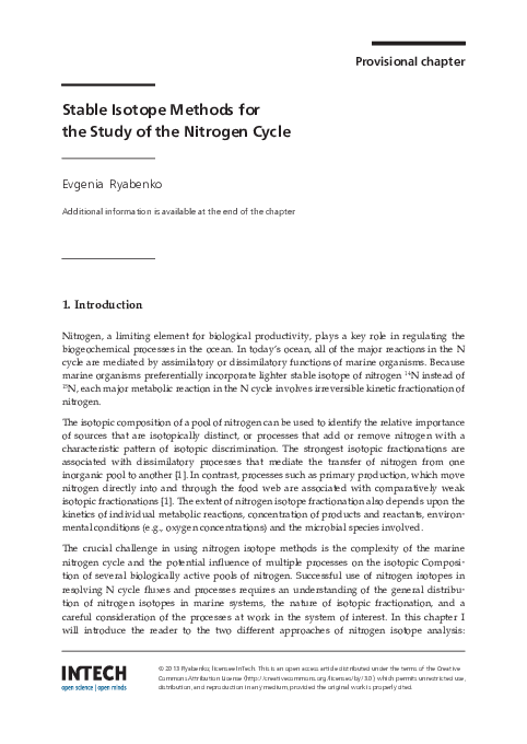 (PDF) book chapter: Stable Isotope Methods for the Study of the ...