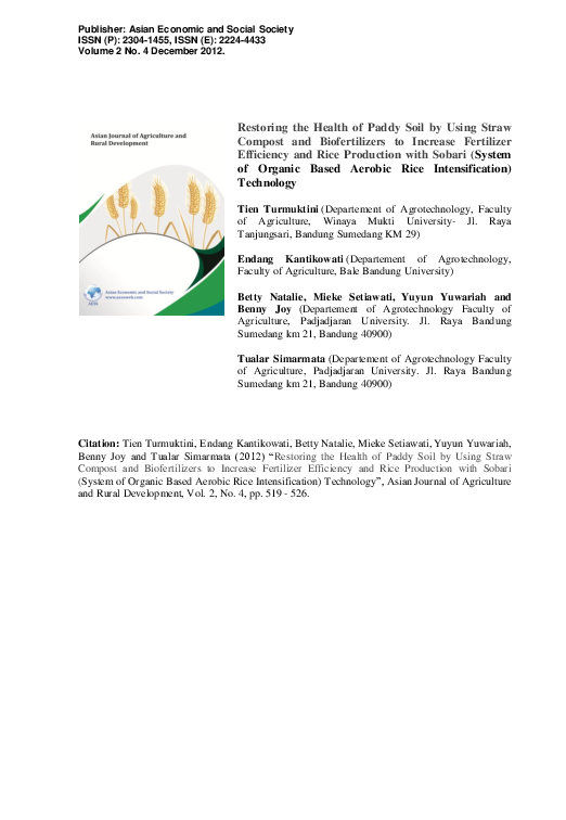 (PDF) Restoring the Health of Paddy Soil by Using Straw Compost and ...