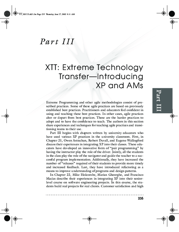 (PDF) Bringing Extreme Programming to the Classroom