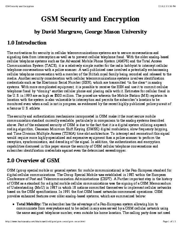 Pdf Gsm Security And Encryption