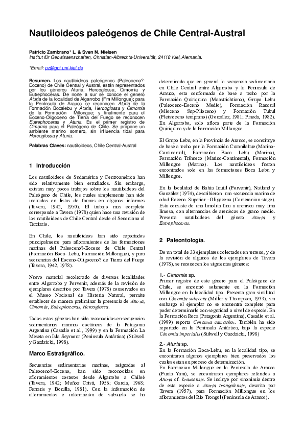 (PDF) Nautiloideos Paleogenos de Chile Central