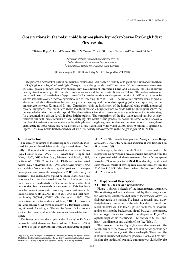 (PDF) Observations in the polar middle atmosphere by rocket-borne ...