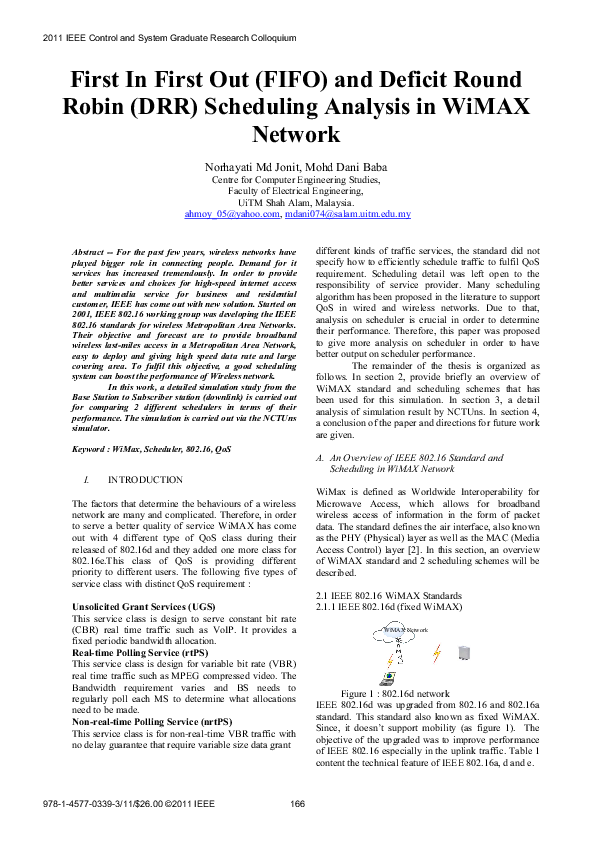 (PDF) FIFO vs DRR Scheduling in WiMAX Networks