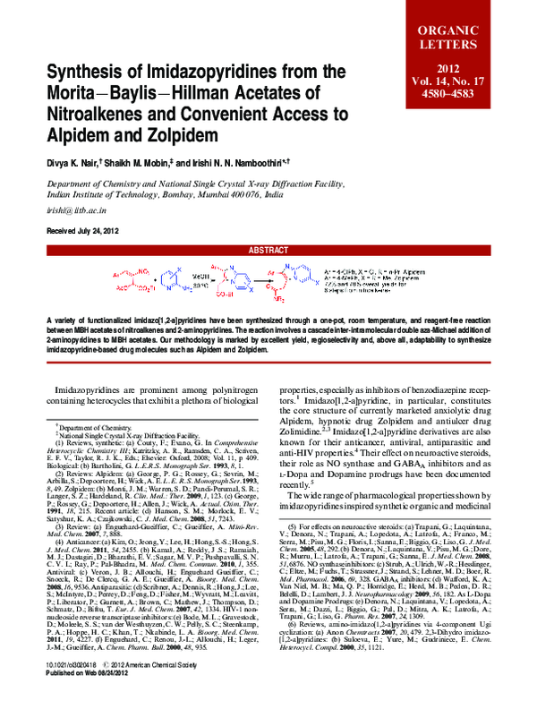 Synthesis of Imidazopyridines from the MoritaÀBaylisÀHillman Acetates ...