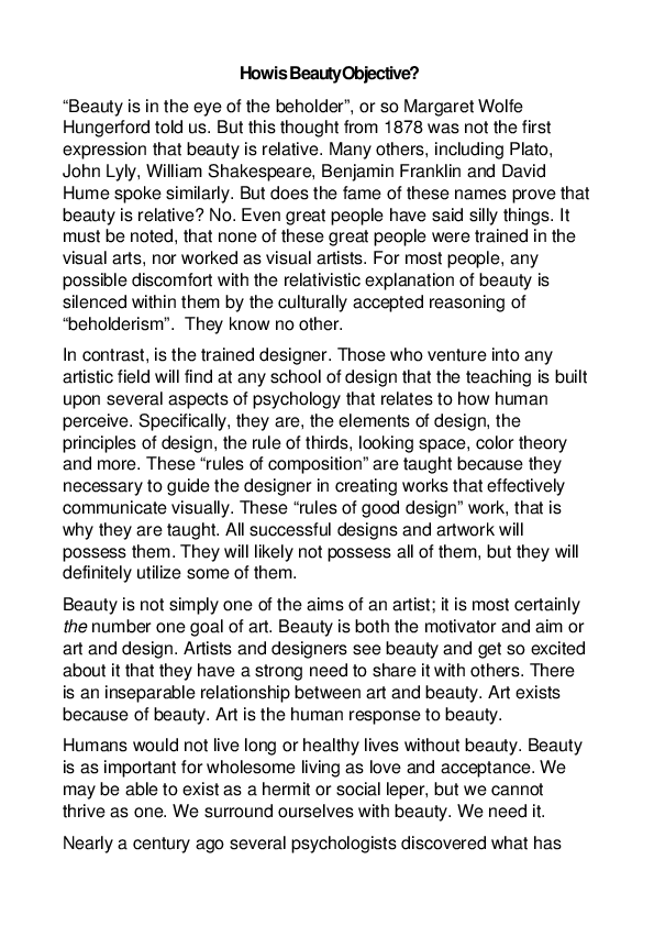 (DOC) How is Beauty Objective?