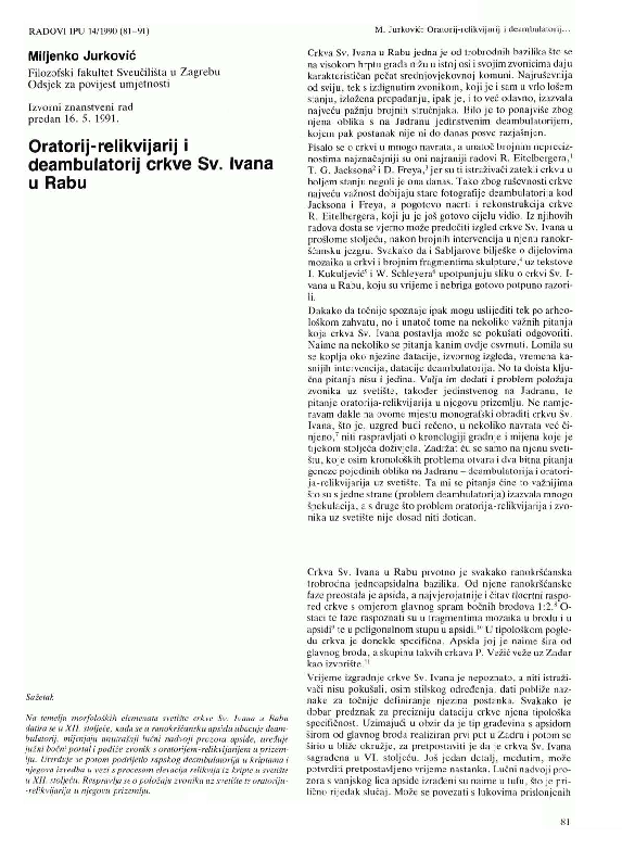 (PDF) Oratorij-relikvijarij i deambulatorij crkve Sv. Ivana u Rabu ...