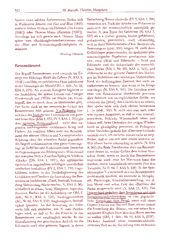 (PDF) Begriff »Ressentiment« im Nietzsche-Handbuch