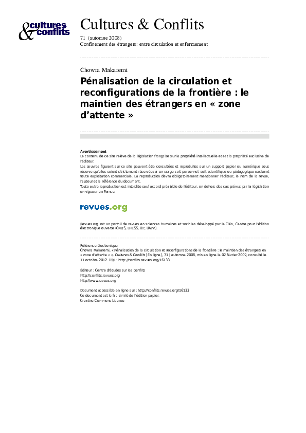 (PDF) Penalizing movement, Reframing Borders