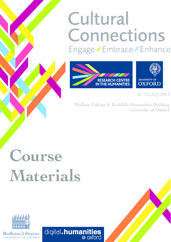 (PDF) Digital Humanities at Oxford Summer School Cultural Connections ...