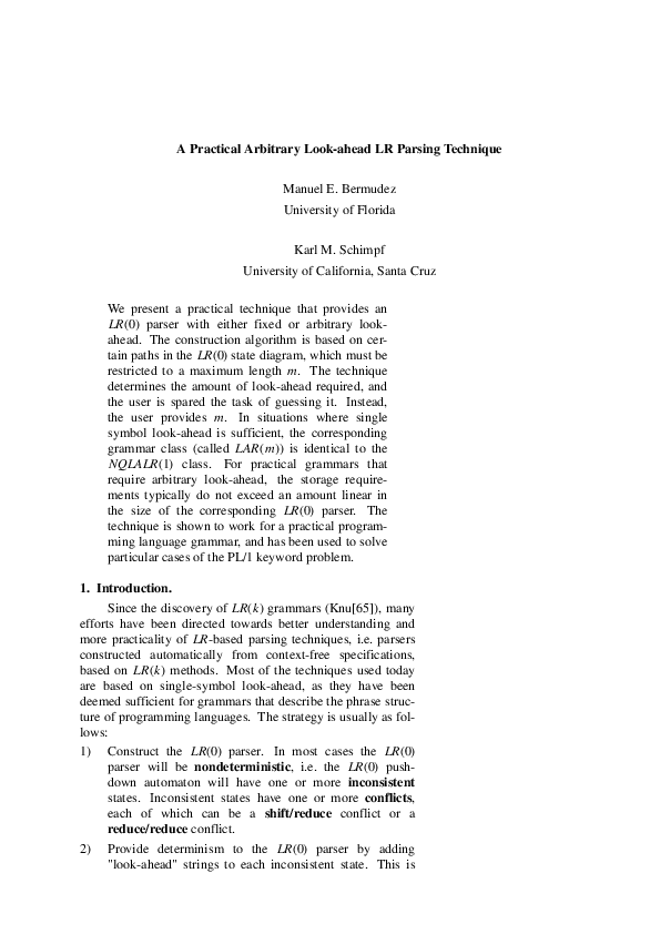 (PDF) A practical arbitrary look-ahead LR parsing technique