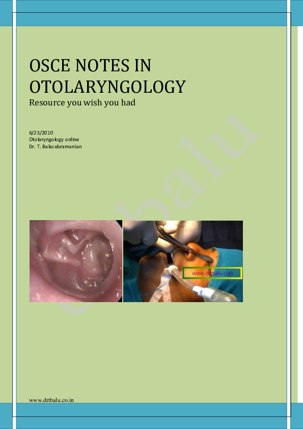 (PDF) OSCE Notes in Otolaryngology