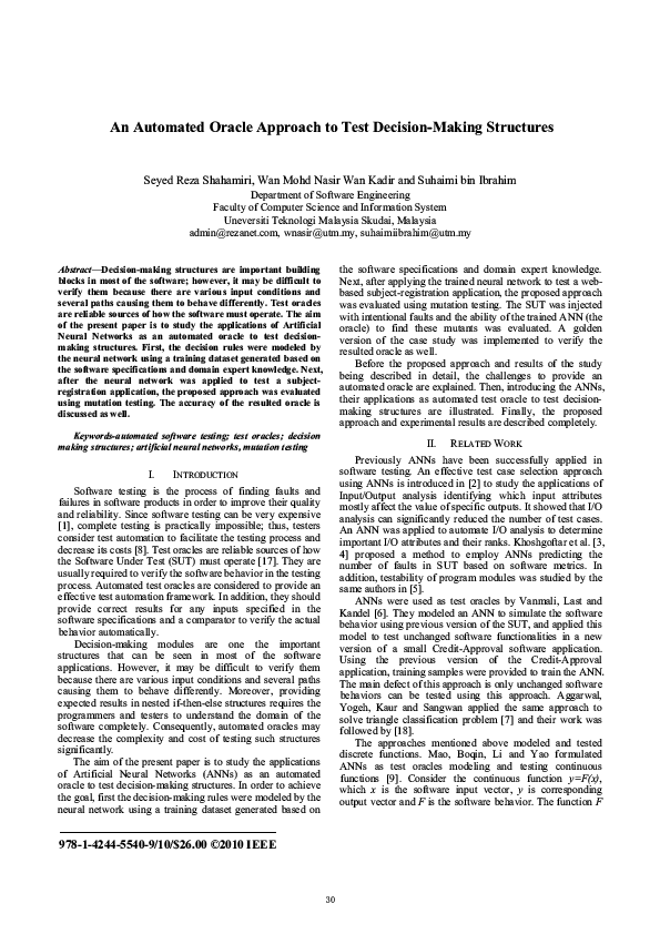 (PDF) IEEE Conference Paper: An Automated Oracle Approach to test ...
