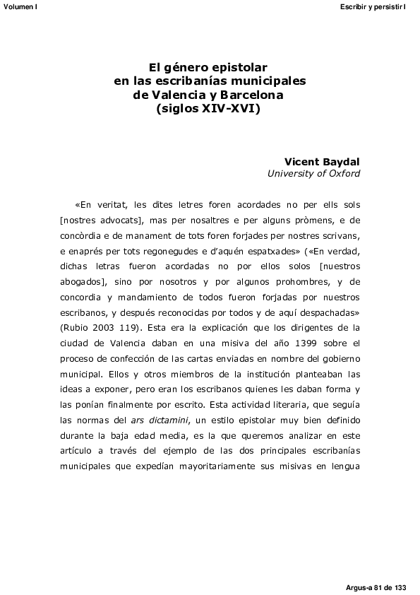(PDF) El género epistolar en las escribanías municipales de Valencia y ...