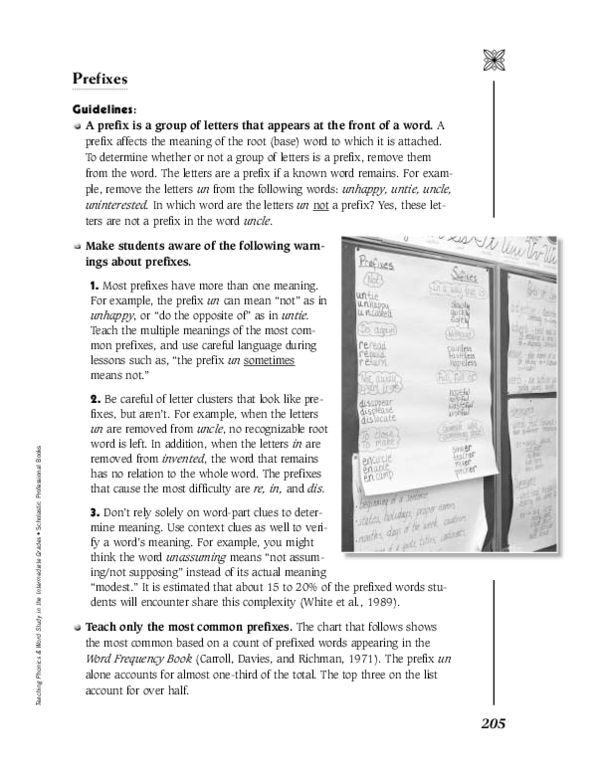 (PDF) Prefixes Guidelines:Prefixes Word Study Sample Lesson