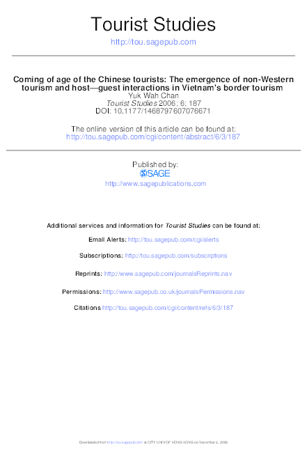 (PDF) Coming of age of the Chinese tourists: The emergence of non ...