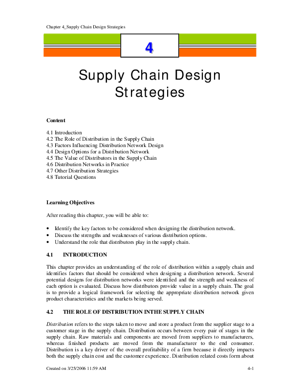 (PDF) Supply Chain Design Strategies