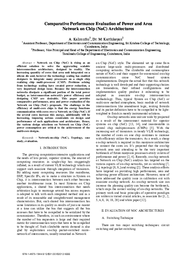 (PDF) Comparative Performance Evaluation of Power and Area Network on ...