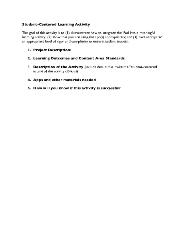 (PDF) Student-Centered Learning Activity