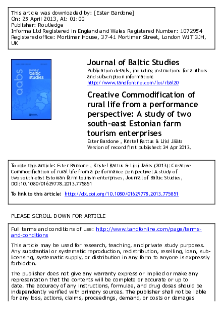 (PDF) CREATIVE COMMODIFICATION OF RURAL LIFE FROM A PERFORMANCE ...