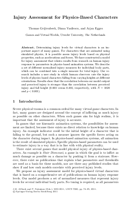 (PDF) Injury Assessment for Physics-Based Characters