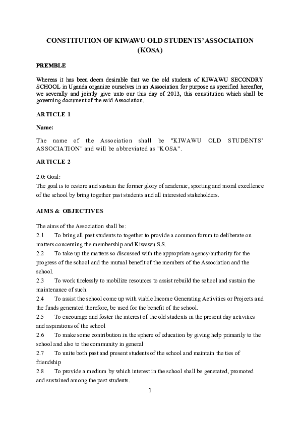 (DOC) CONSTITUTION DRAFT KOSA