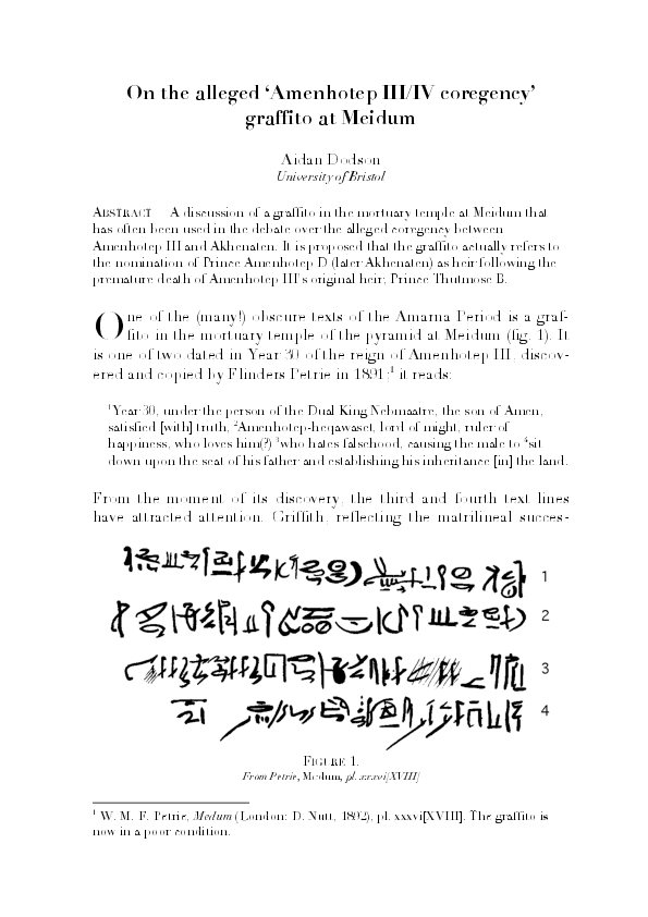 (PDF) On the Alleged "Amenhotep III/IV Coregency" Graffito at Meidum
