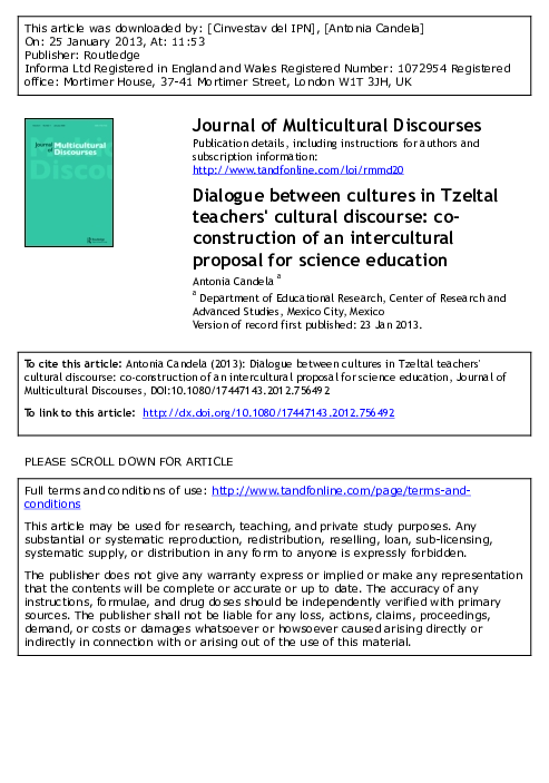 (PDF) Dialogue Between Cultures in Tzeltal Teachers´Cultural Discourse ...