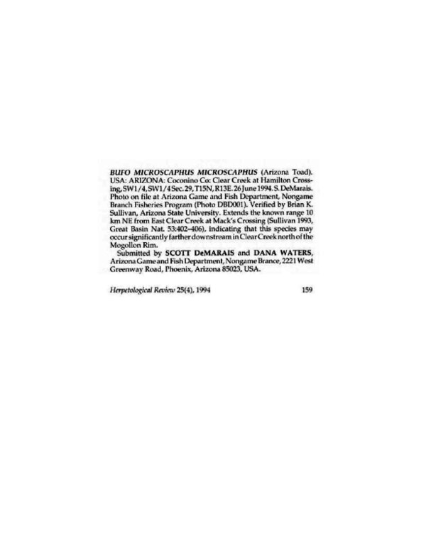 (PDF) Bufo microscaphus microscaphus (Arizona toad)