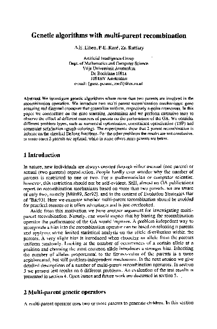 (PDF) Genetic algorithms with multi-parent recombination