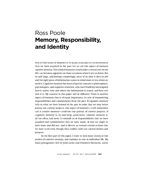 (PDF) Memory, Responsibility, Identity (2008)