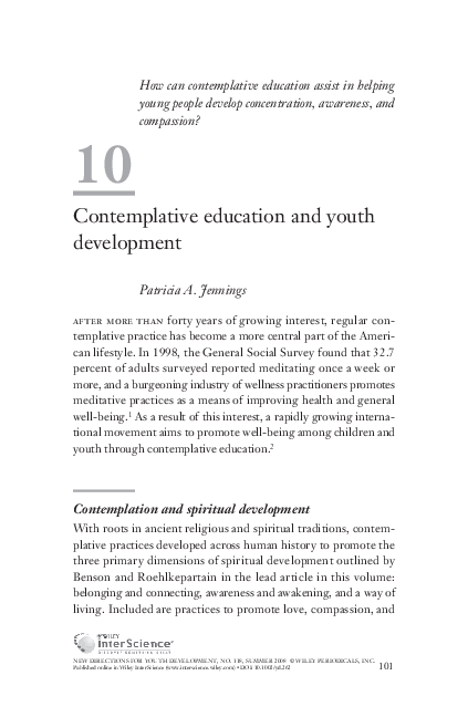 (PDF) Contemplative education and youth development
