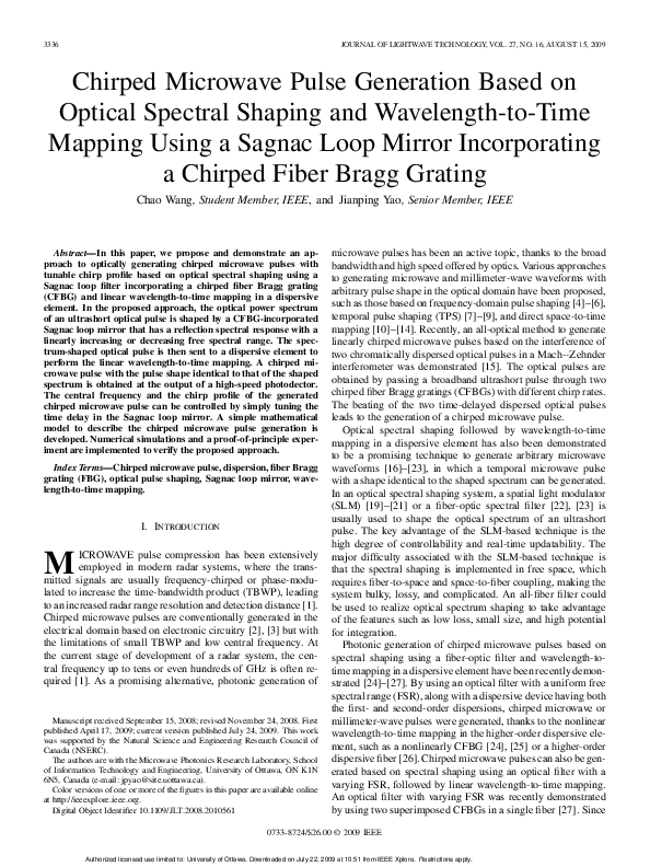 (PDF) Chirped Microwave Pulse Generation Based On Optical Spectral ...