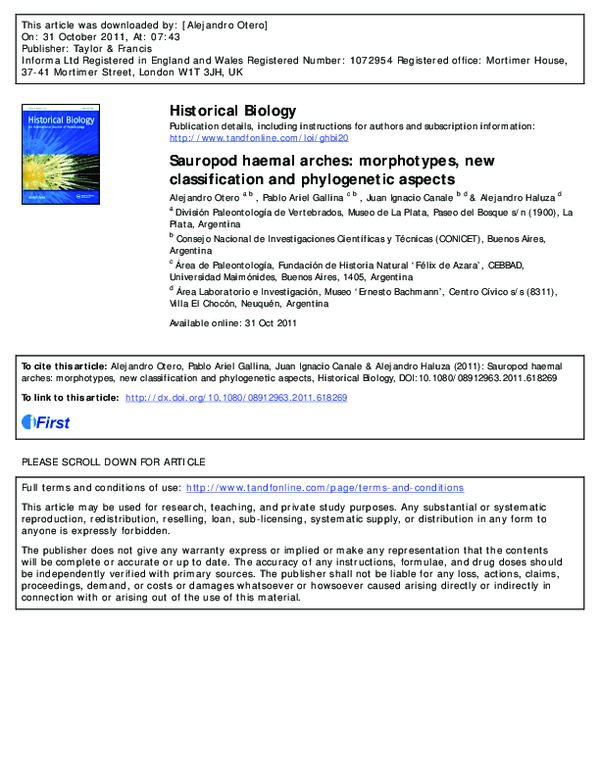 (PDF) Sauropod haemal arches: morphotypes, new classification and ...