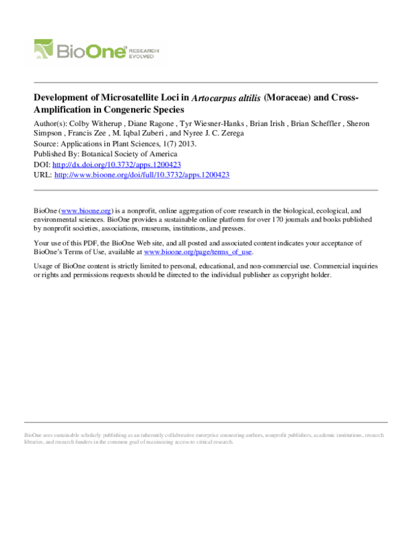 (PDF) Development of Microsatellite Loci in Artocarpus altilis ...
