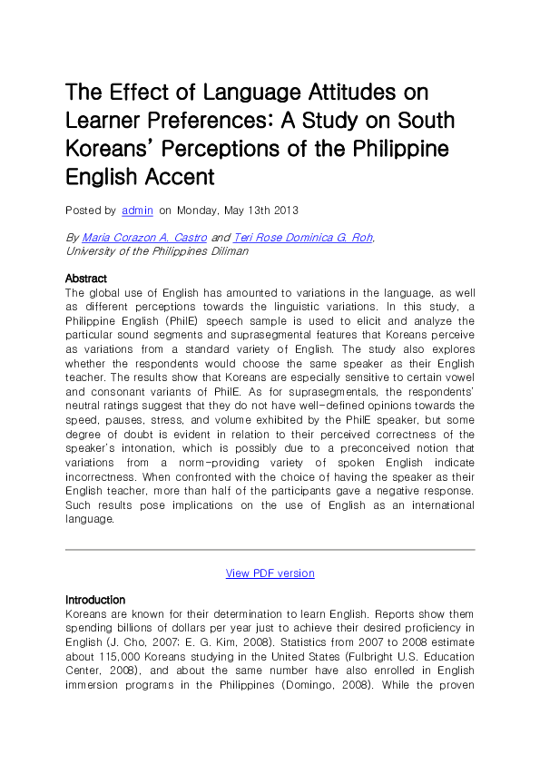 (DOC) The Effect of Language Attitudes on Learner Preferences