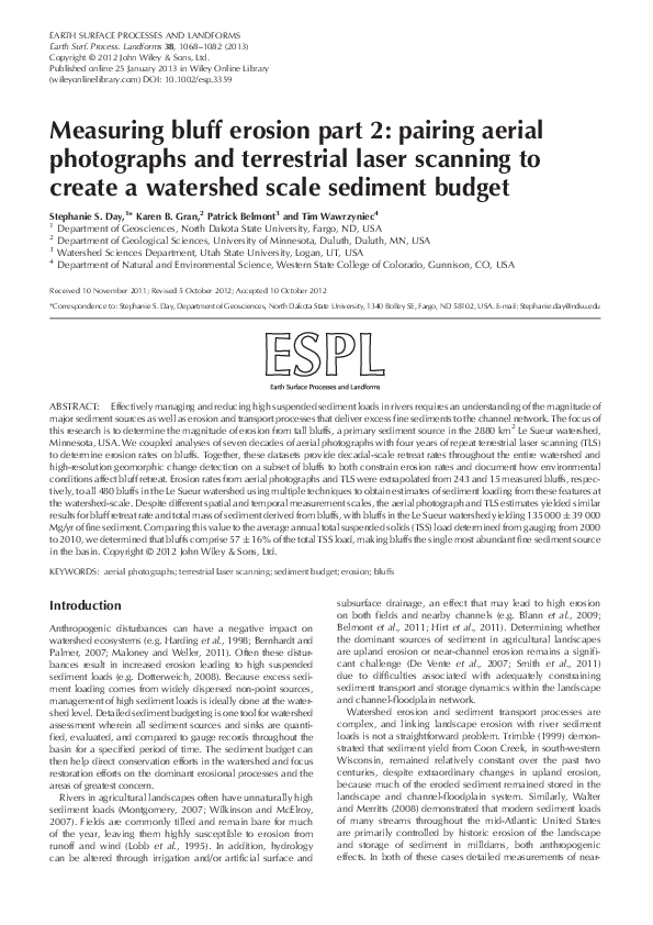 (PDF) Measuring bluff erosion part 2: pairing aerial photographs and ...
