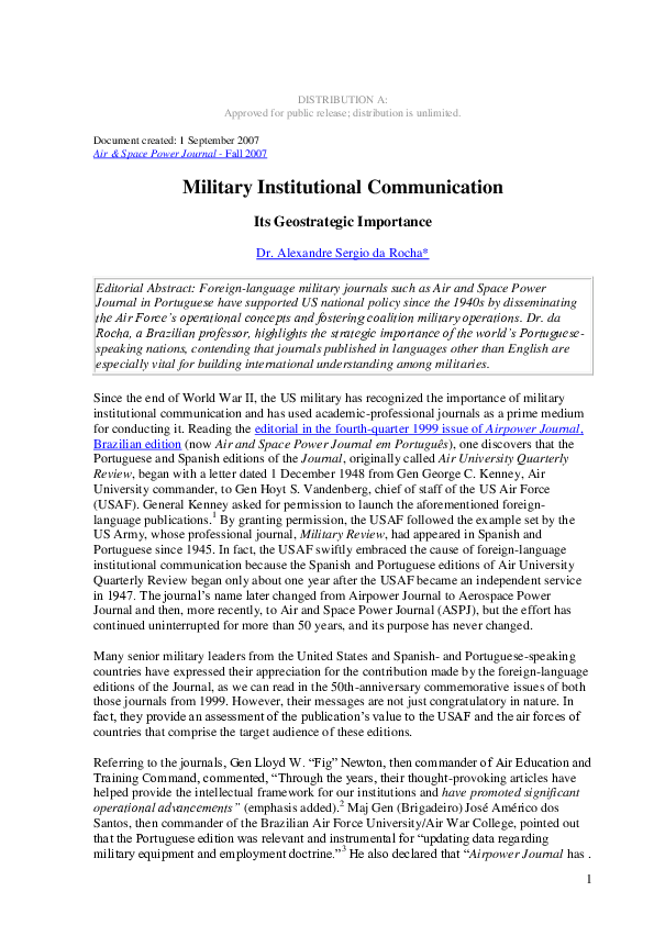 (PDF) Military Institutional Communication