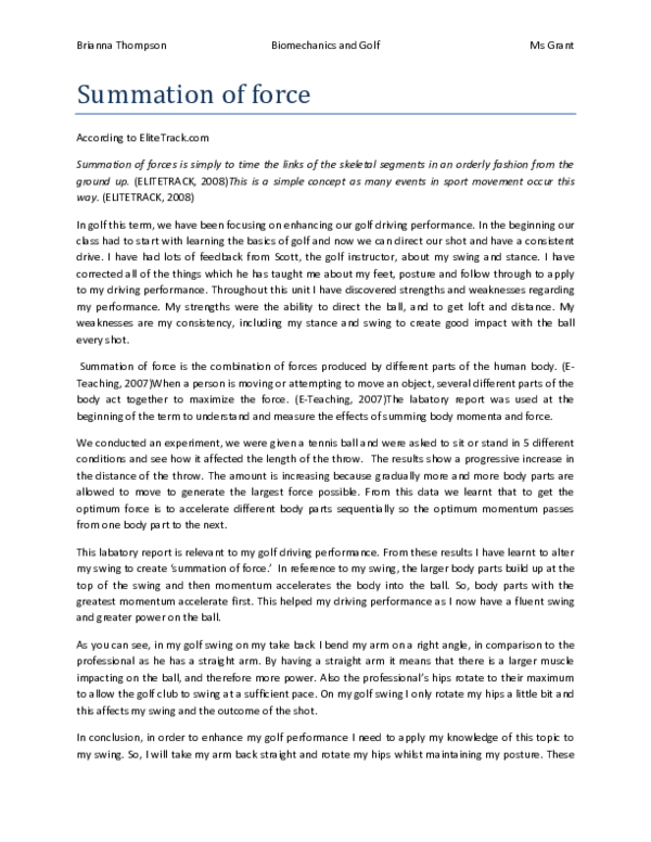 (DOC) Summation of force