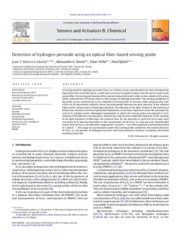 (PDF) Detection of hydrogen peroxide using an optical ﬁber-based ...