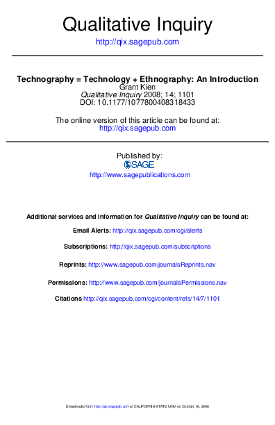 (PDF) Technography=Technology+Ethnography