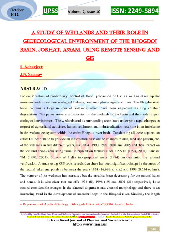 (PDF) A study of wetlands and their role in geoecological environment ...