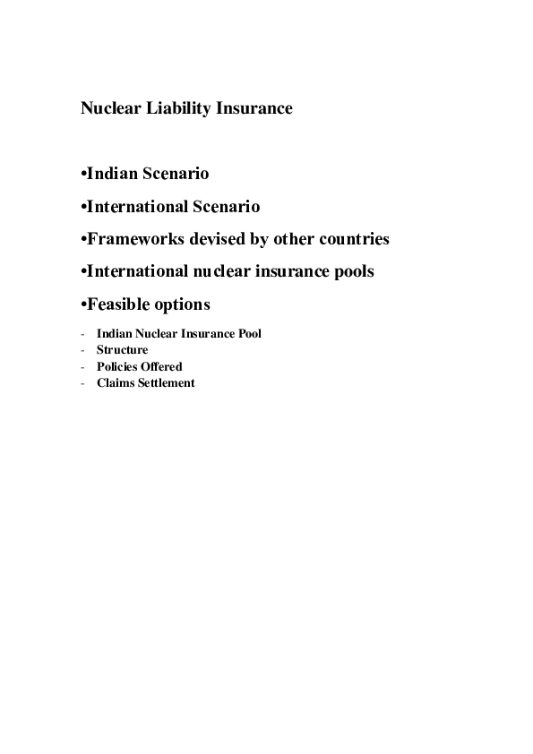 (DOC) Need for Nuclear Liability Insurance