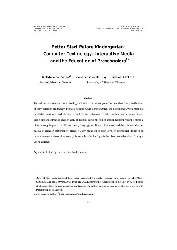 (DOC) The Impact of Technology on Early Childhood Education ...