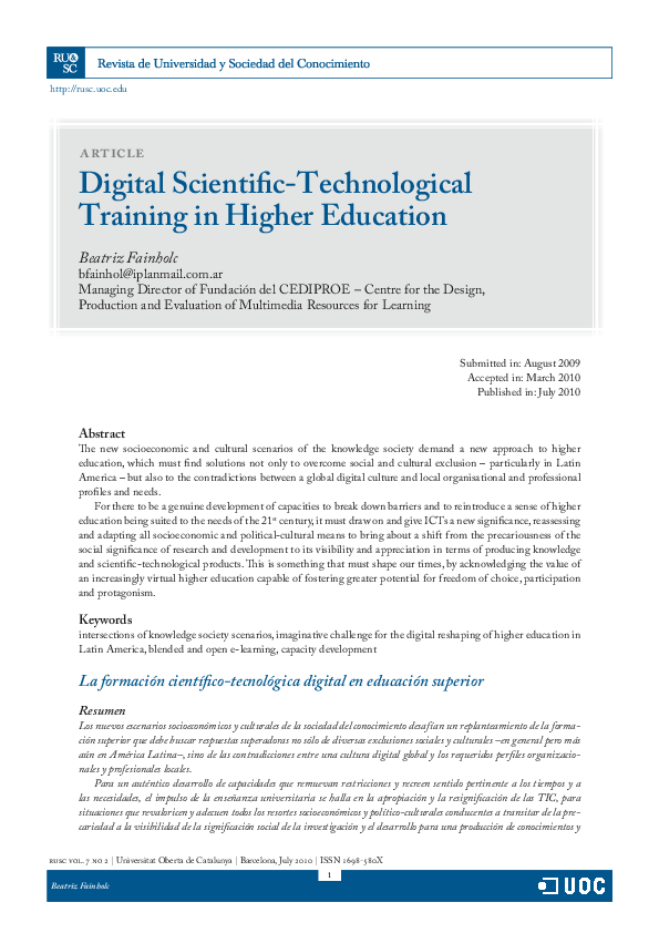 (PDF) Digital Scientific- Training in Higher Education