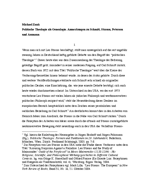 (PDF) Politische Theologie als Genealogie. Anmerkungen zu Schmitt ...