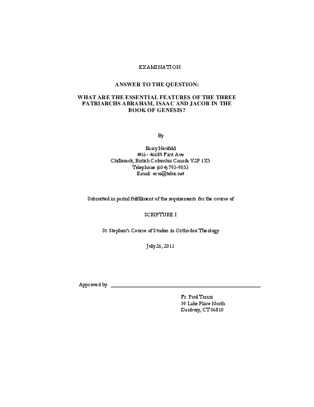 (PDF) THE ESSENTIAL FEATURES OF THE THREE PATRIARCHS ABRAHAM, ISAAC AND ...