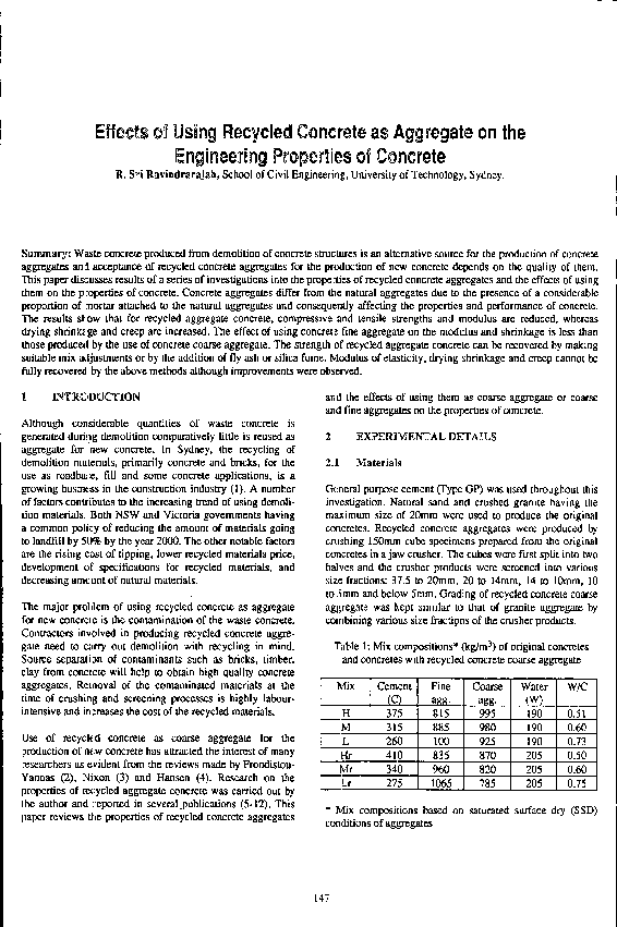 (PDF) Effects of using recycled concrete as aggregate on the ...