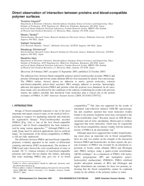(PDF) Direct observation of interaction between proteins and blood ...