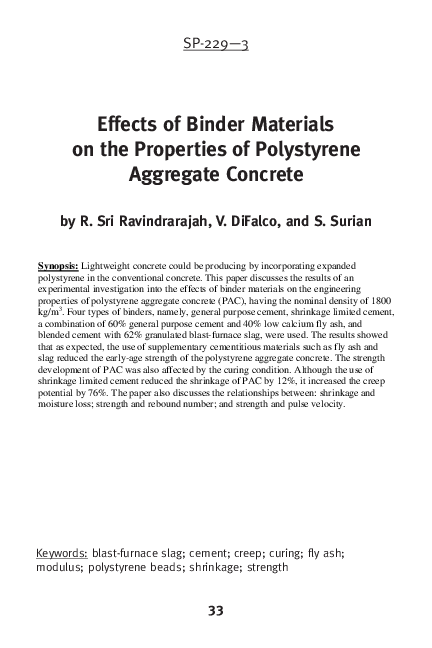 (PDF) Effect of binder materials on the properties of polystyrene aggregate concrete