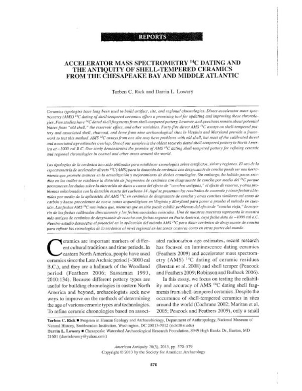 (PDF) Accelerator Mass Spectrometry 14C Dating and the Antiquity of ...